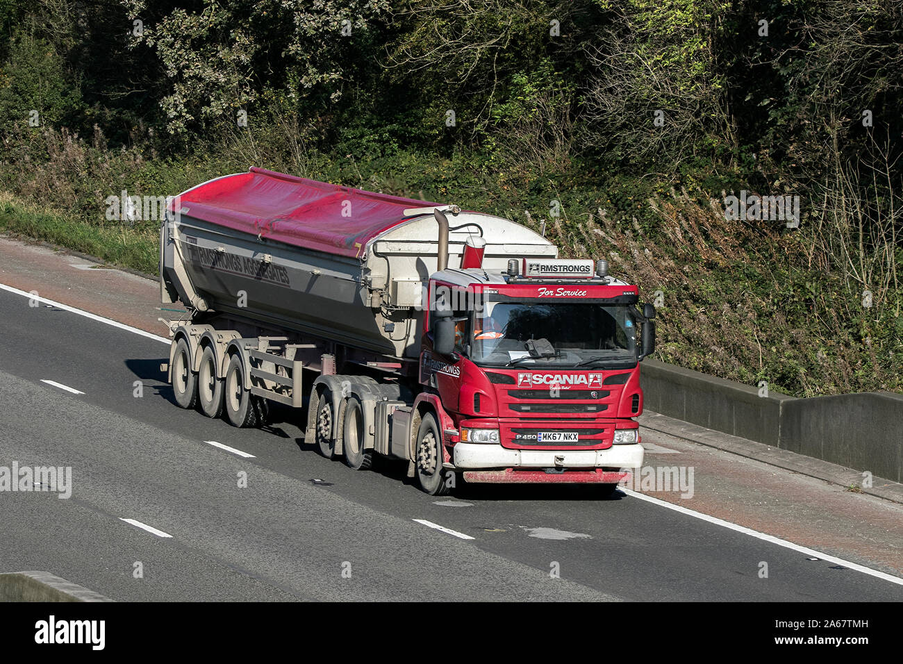 A Armstrongs aggregates Scania P450 transport articulated semi truck ...
