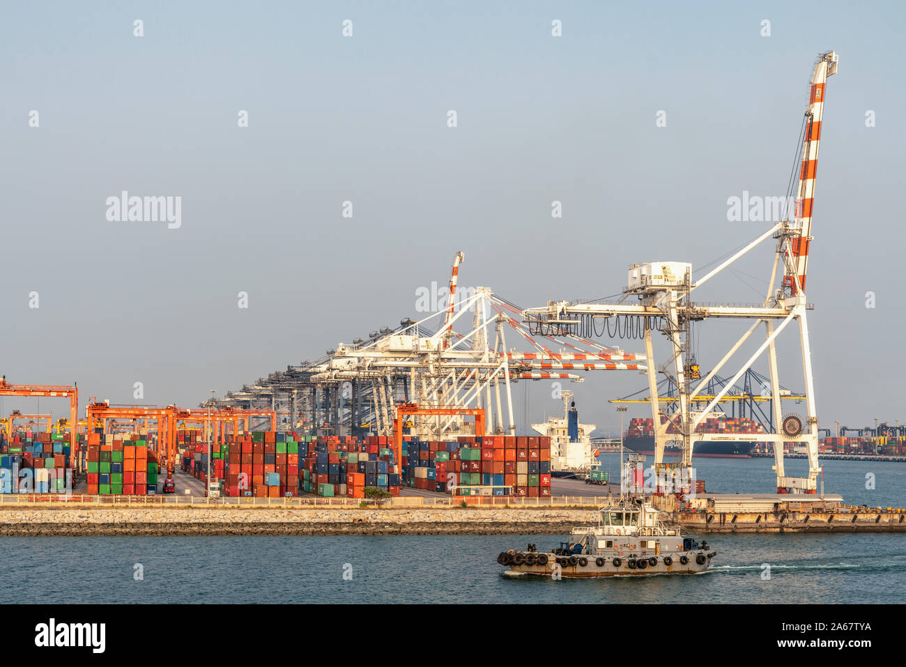 Laem Chabang seaport, Thailand - March 17, 2019: Long view on large ...