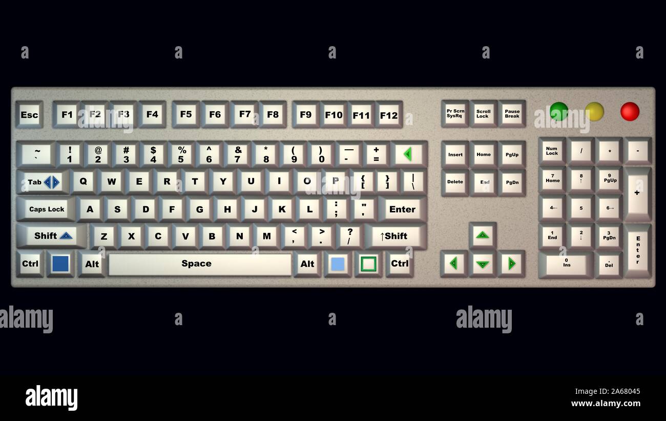 Computer keyboard , keys . Clean surface. Close up, 3d rendering Stock ...