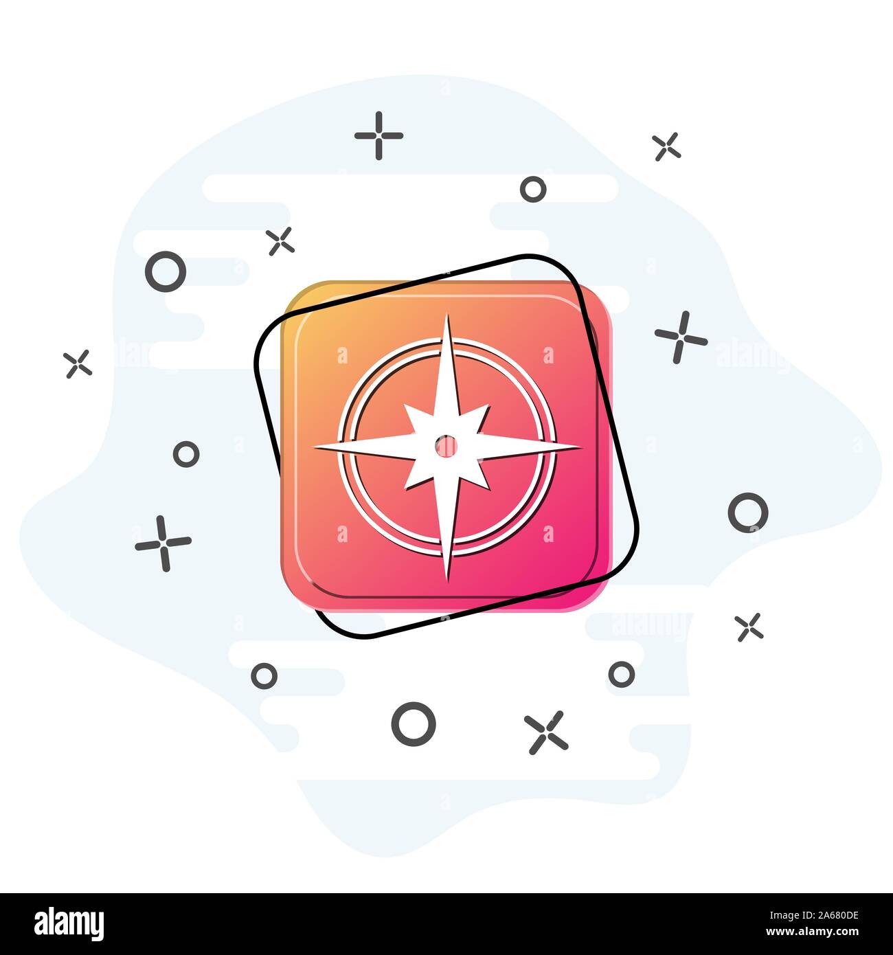 Purple square button with a white icon of a compass. Simple flat design ...