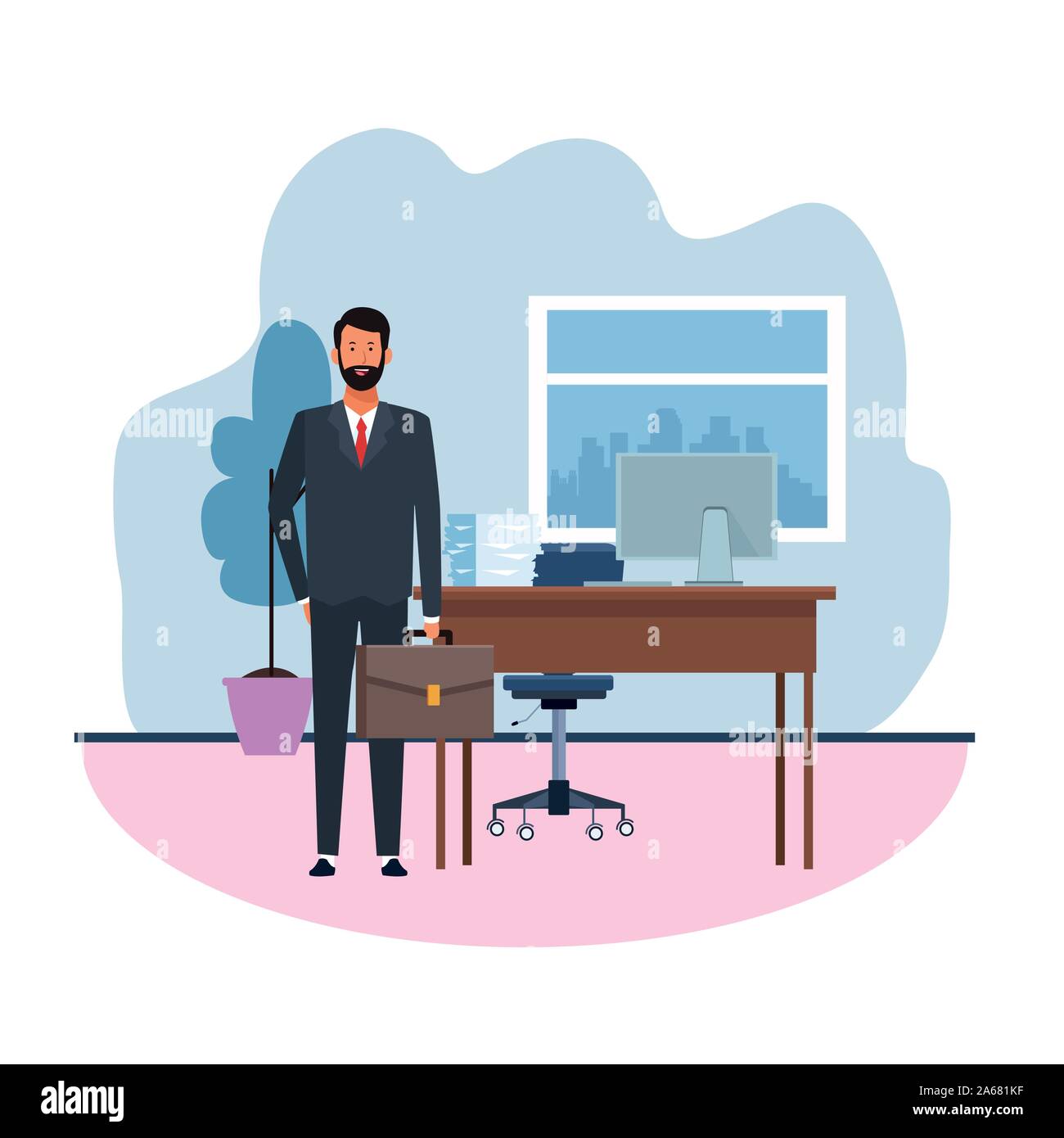 cartoon executive man in the office Stock Vector Image & Art - Alamy