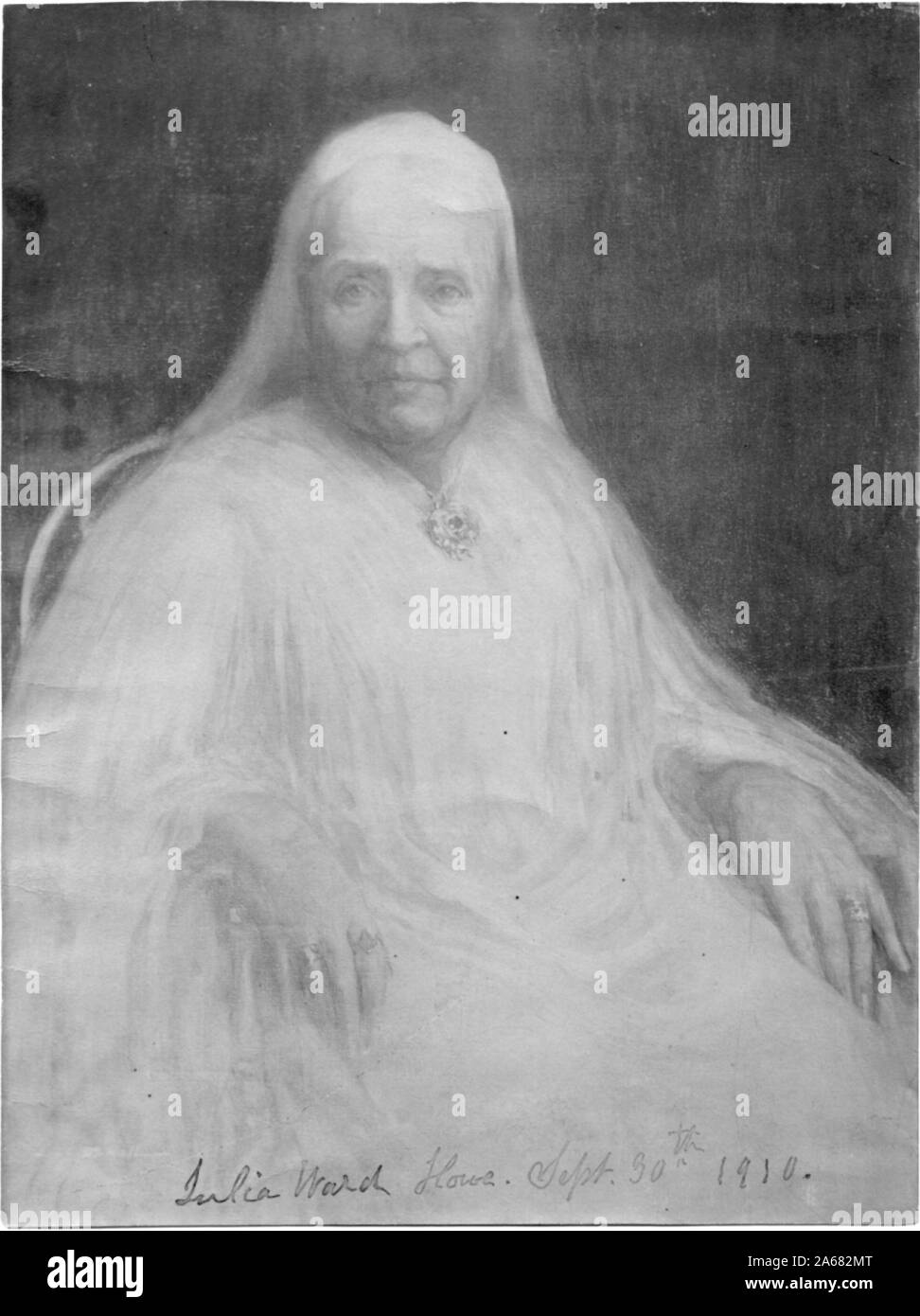 Signed, three-quarter-length portrait of American author and social ...