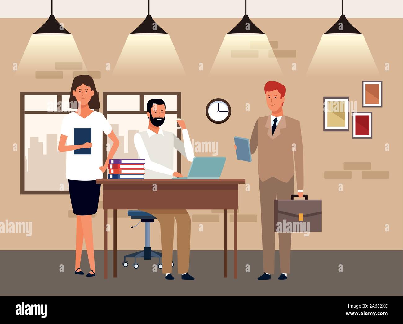 cartoon executive people int he office, colorful design Stock Vector ...