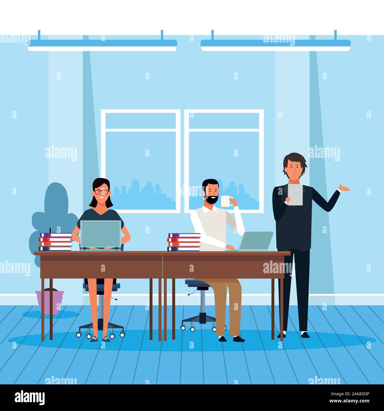 cartoon businesspeople working, colorful design Stock Vector Image ...