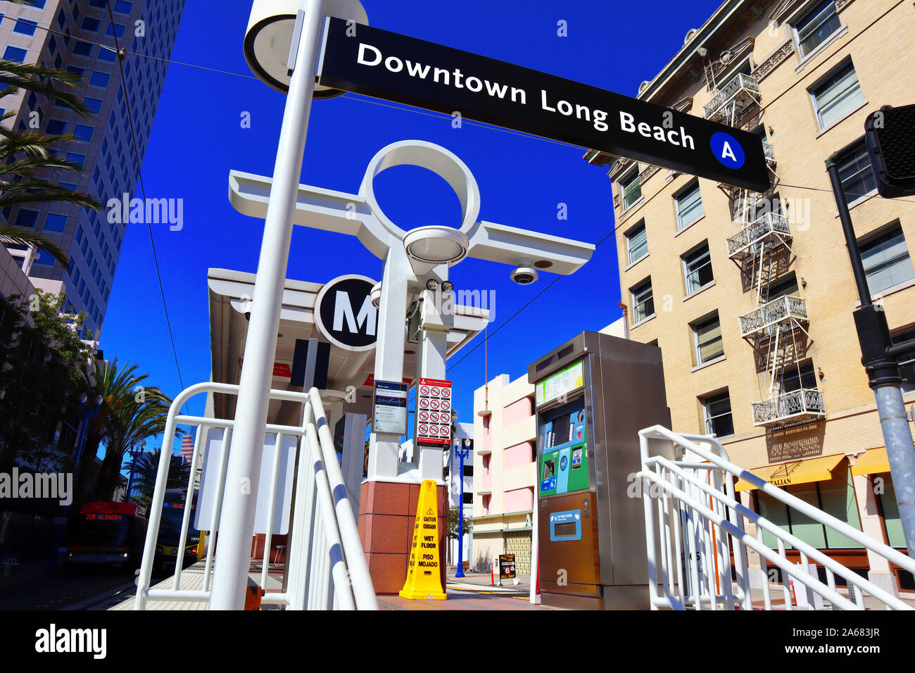 Downtown Long Beach Metro Station, Blue Line Metro Rail from Los ...