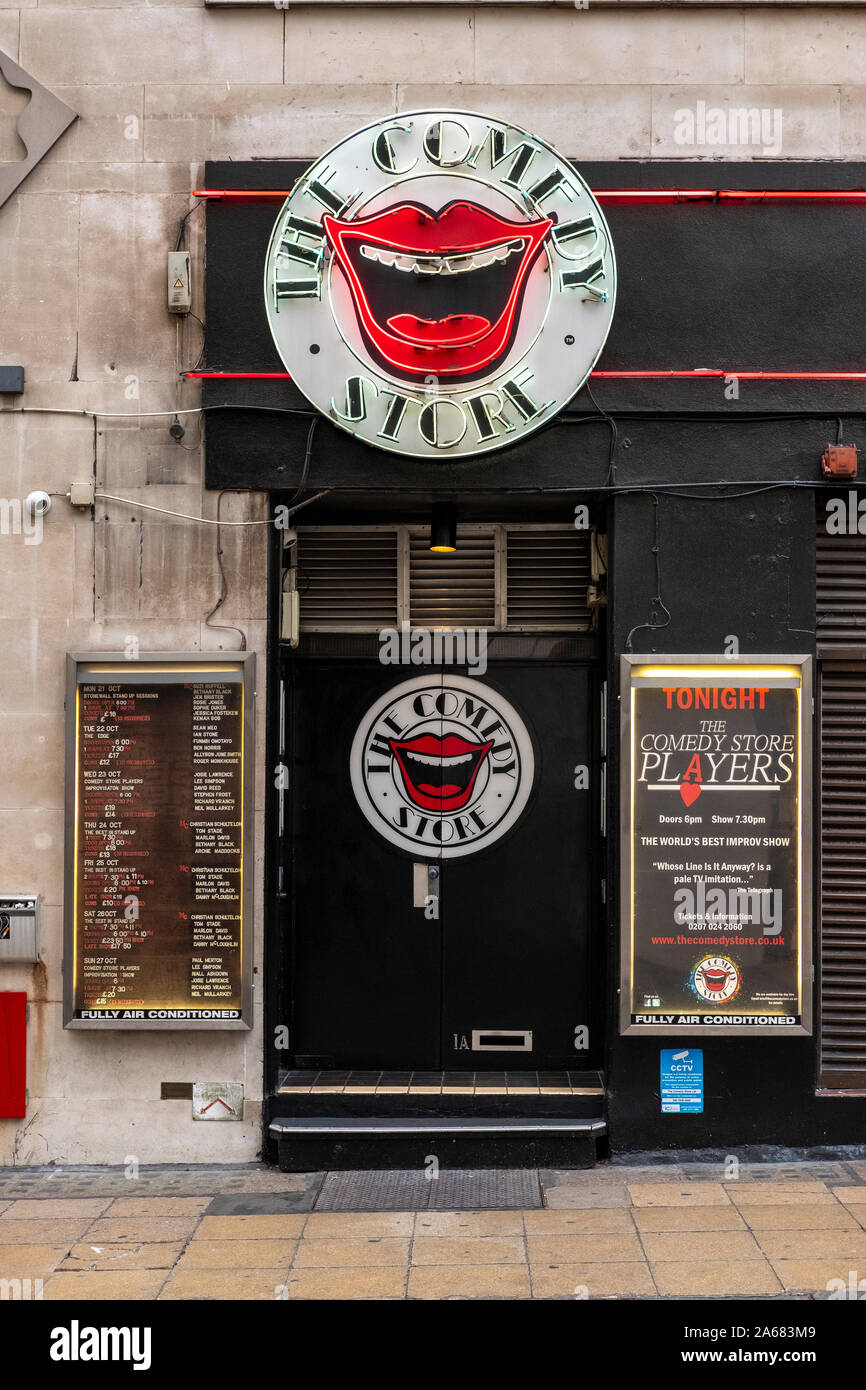 London,UK. The entrance of The Comedy Store on Oxendon Street in ...