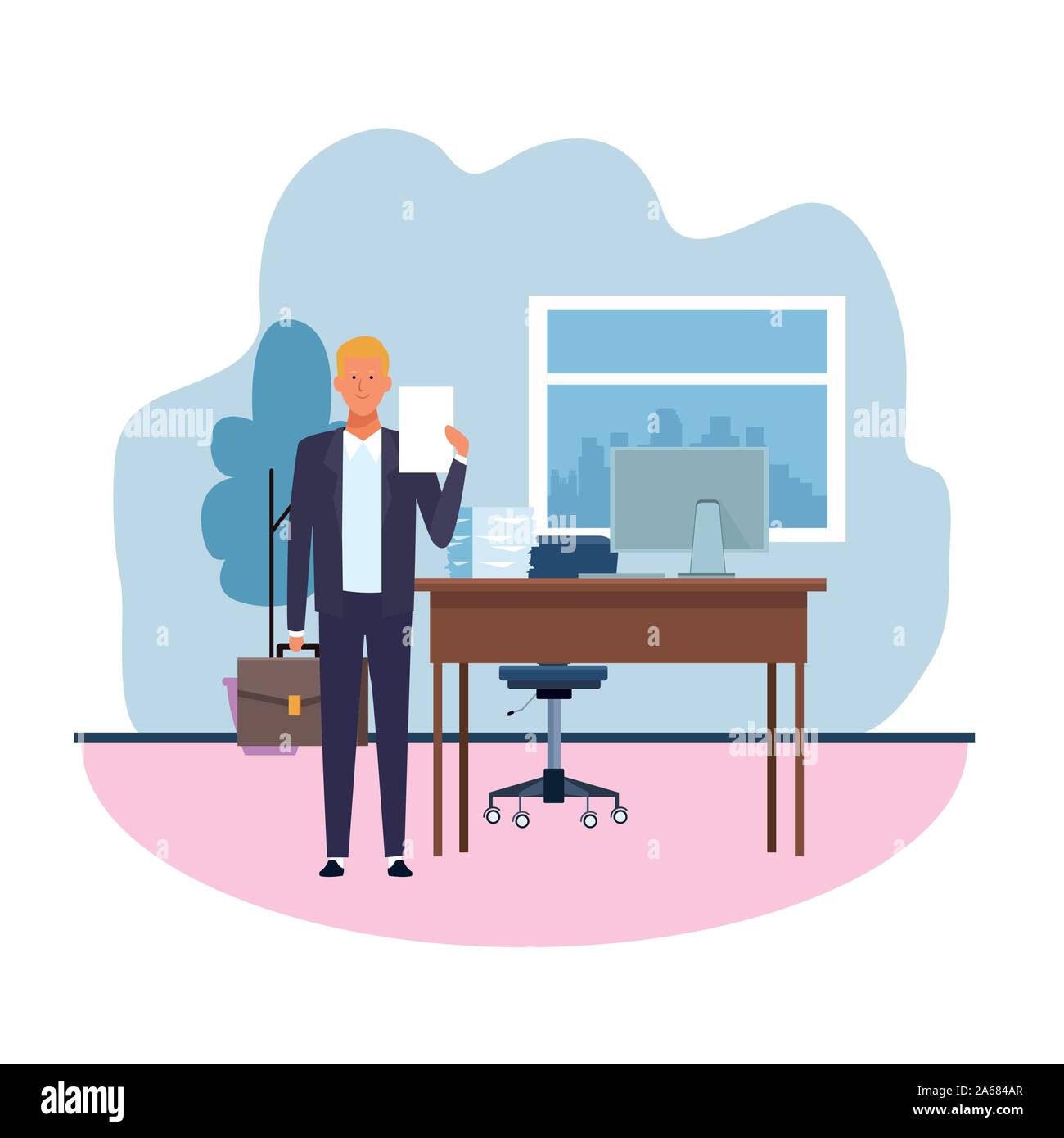 executive man at the office, colorful design Stock Vector Image & Art ...