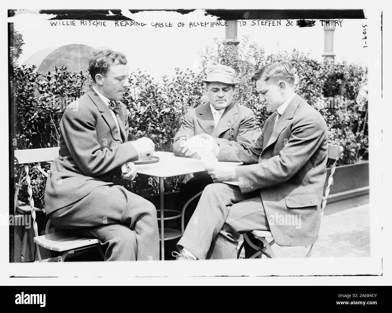 Willie Ritchie reading cable of acceptance to Steffen & Thiry Stock ...