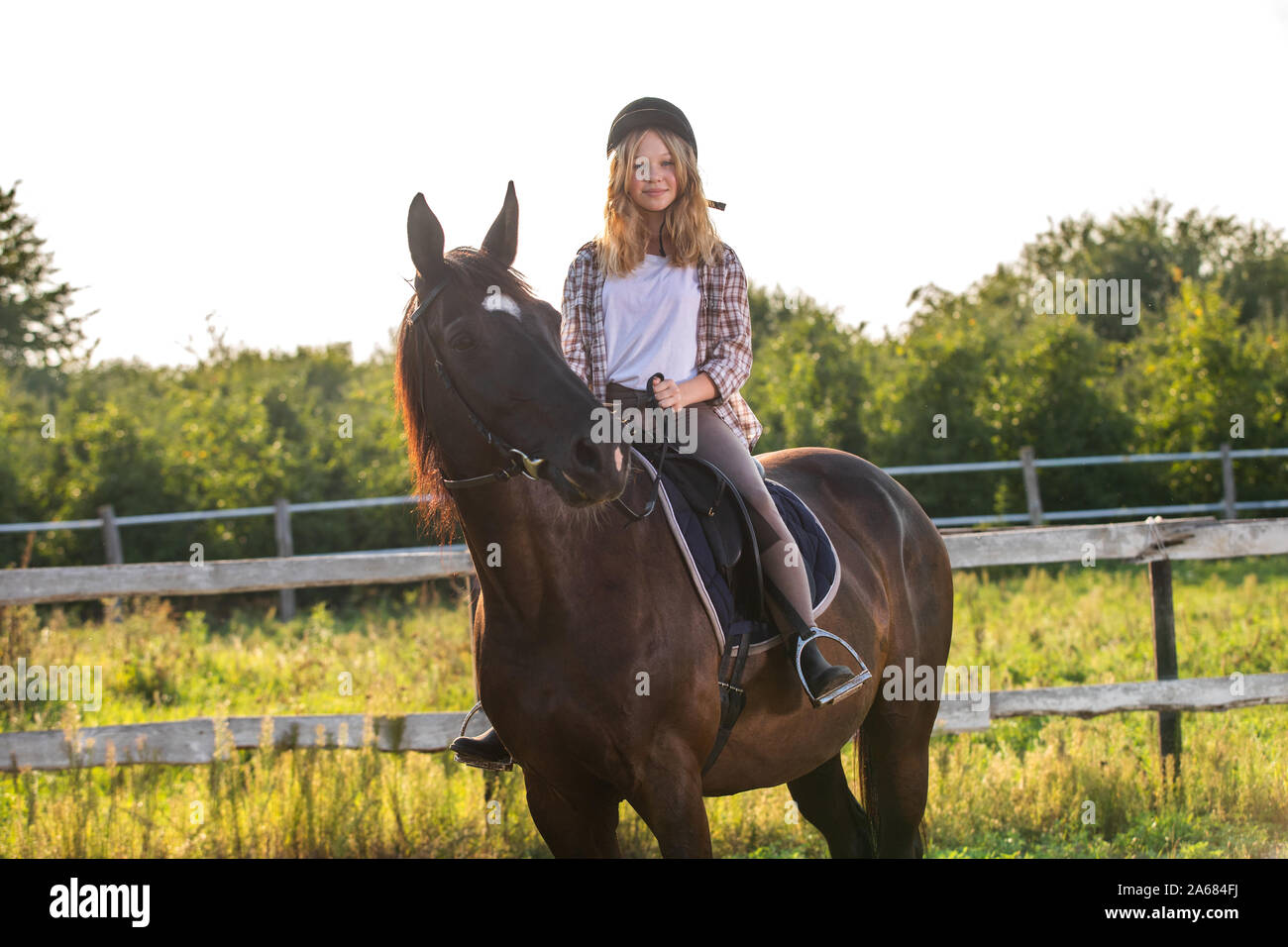 pretty girl with her horse Stock Photo - Alamy