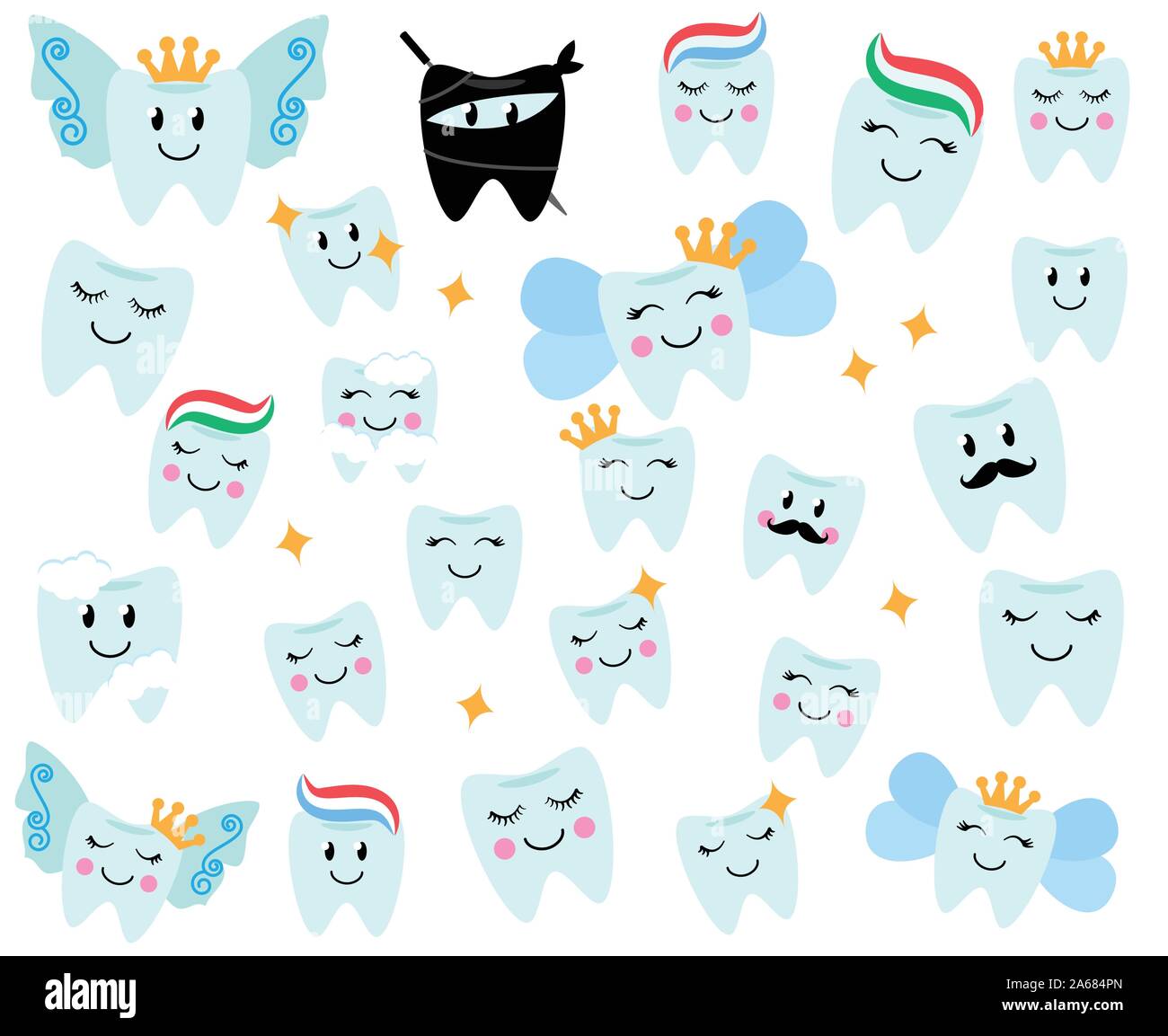 Vector Collection of Happy Teeth and Tooth Fairies Stock Vector Image ...