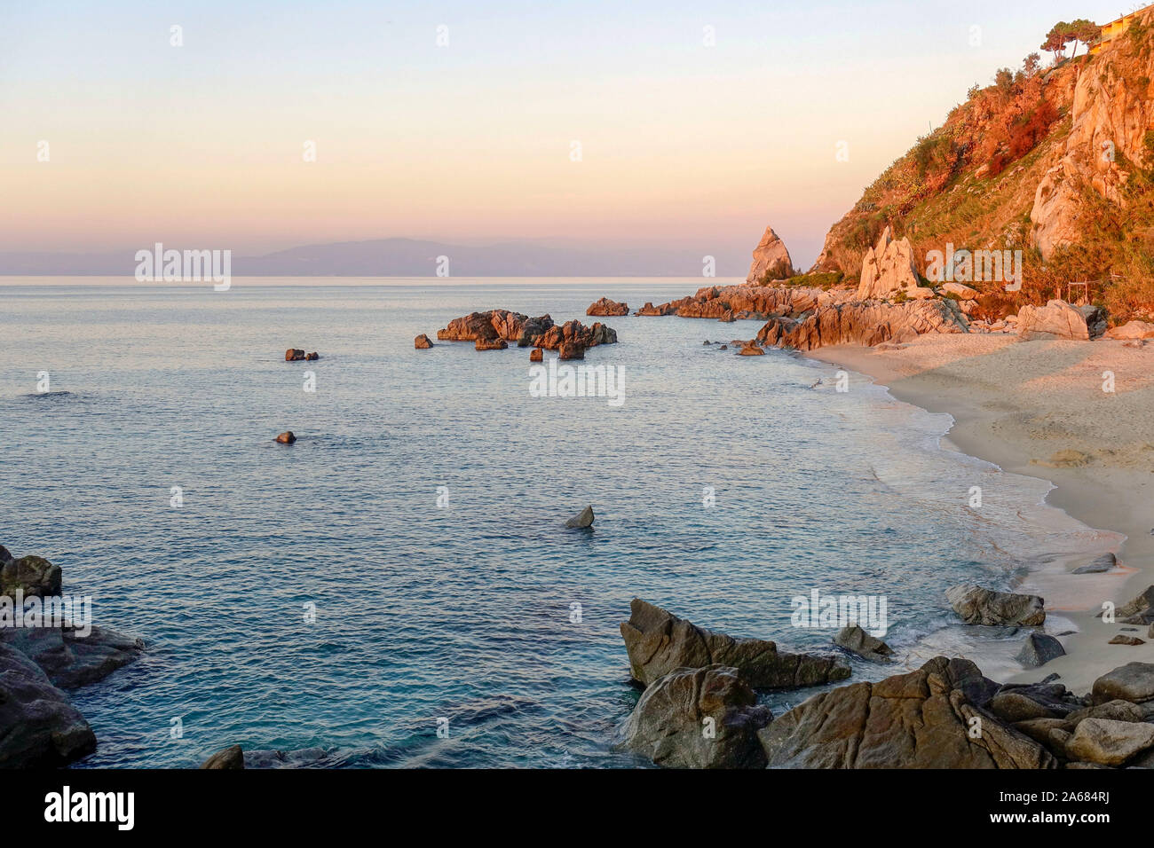 the sea and the beach in parghelia, calabria, italy at sunset Stock ...