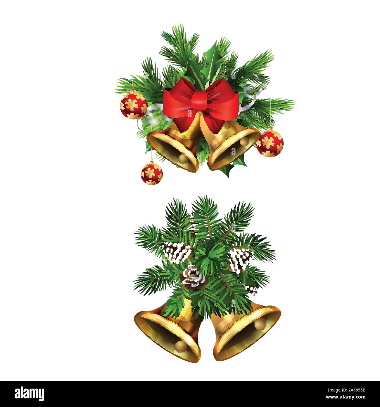 Vector christmas bells with christmas tree decorations Stock Vector ...