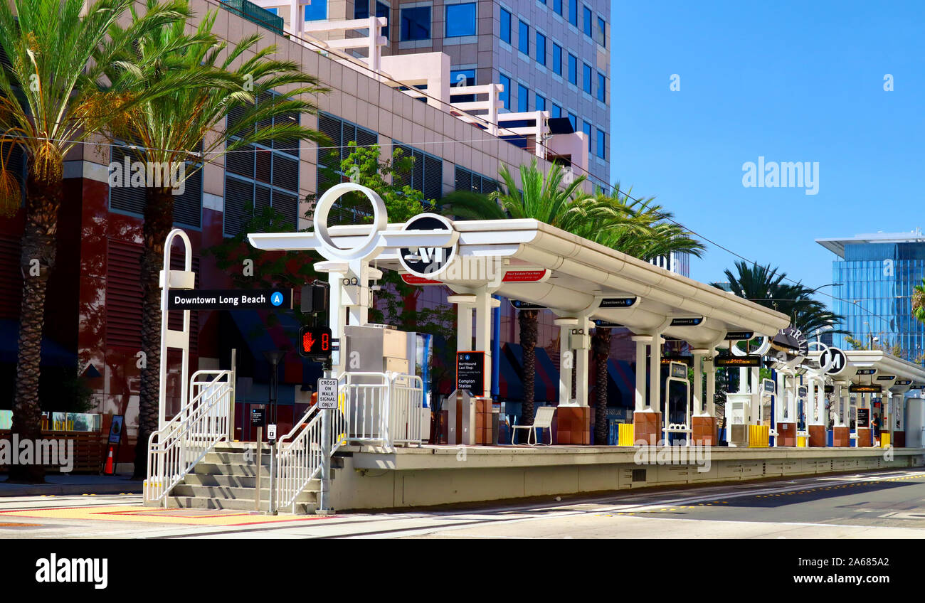 Downtown Long Beach Metro Station, Blue Line Metro Rail from Los ...