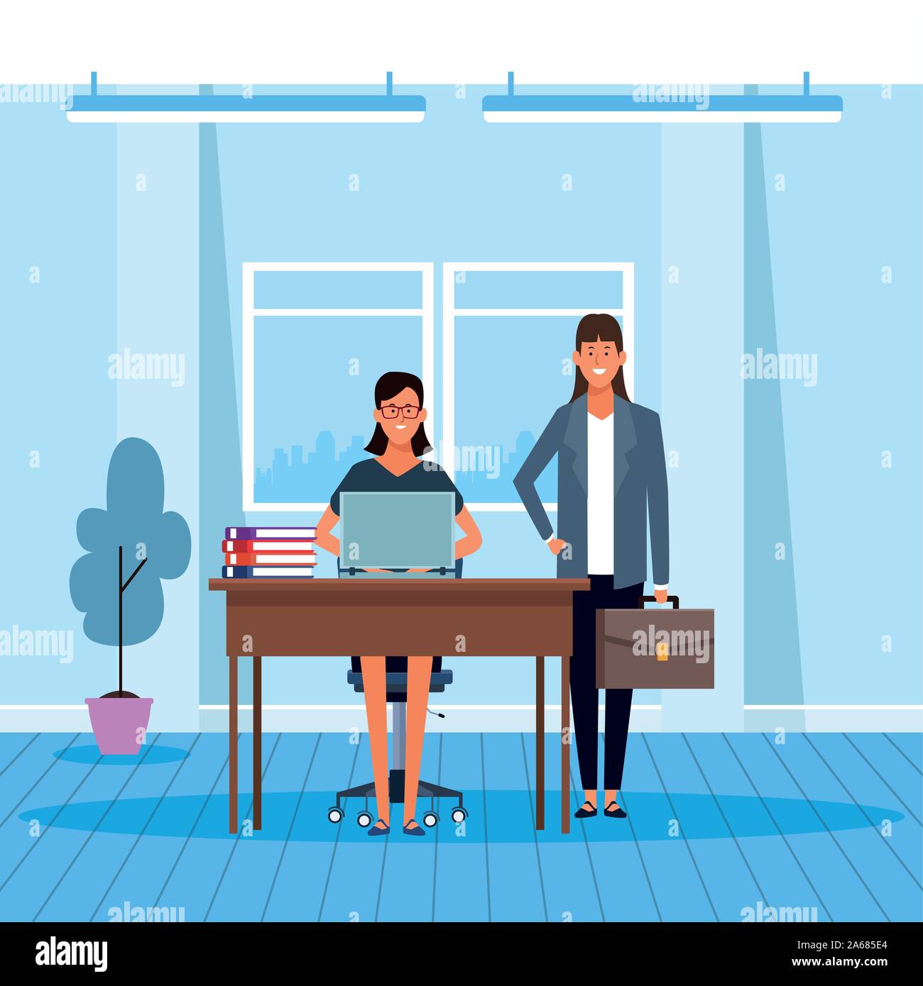 cartoon businesswomen partners, colorful design Stock Vector Image ...