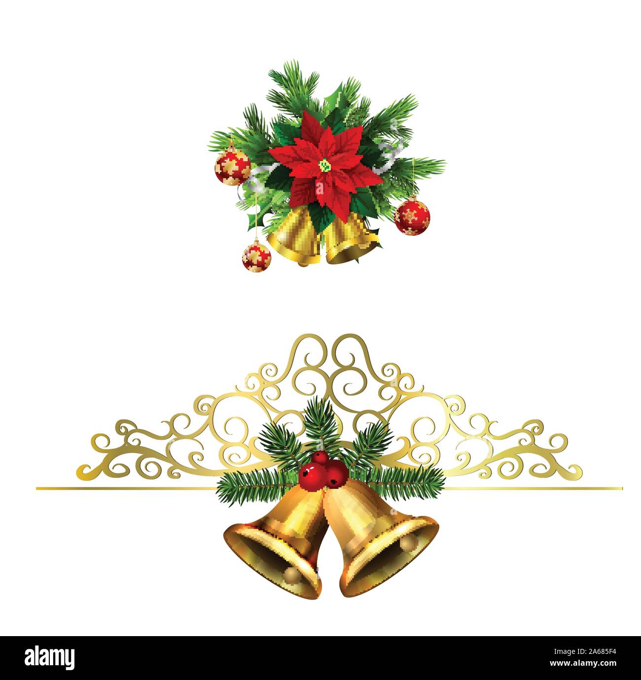 Vector christmas bells with christmas tree decorations Stock Vector ...
