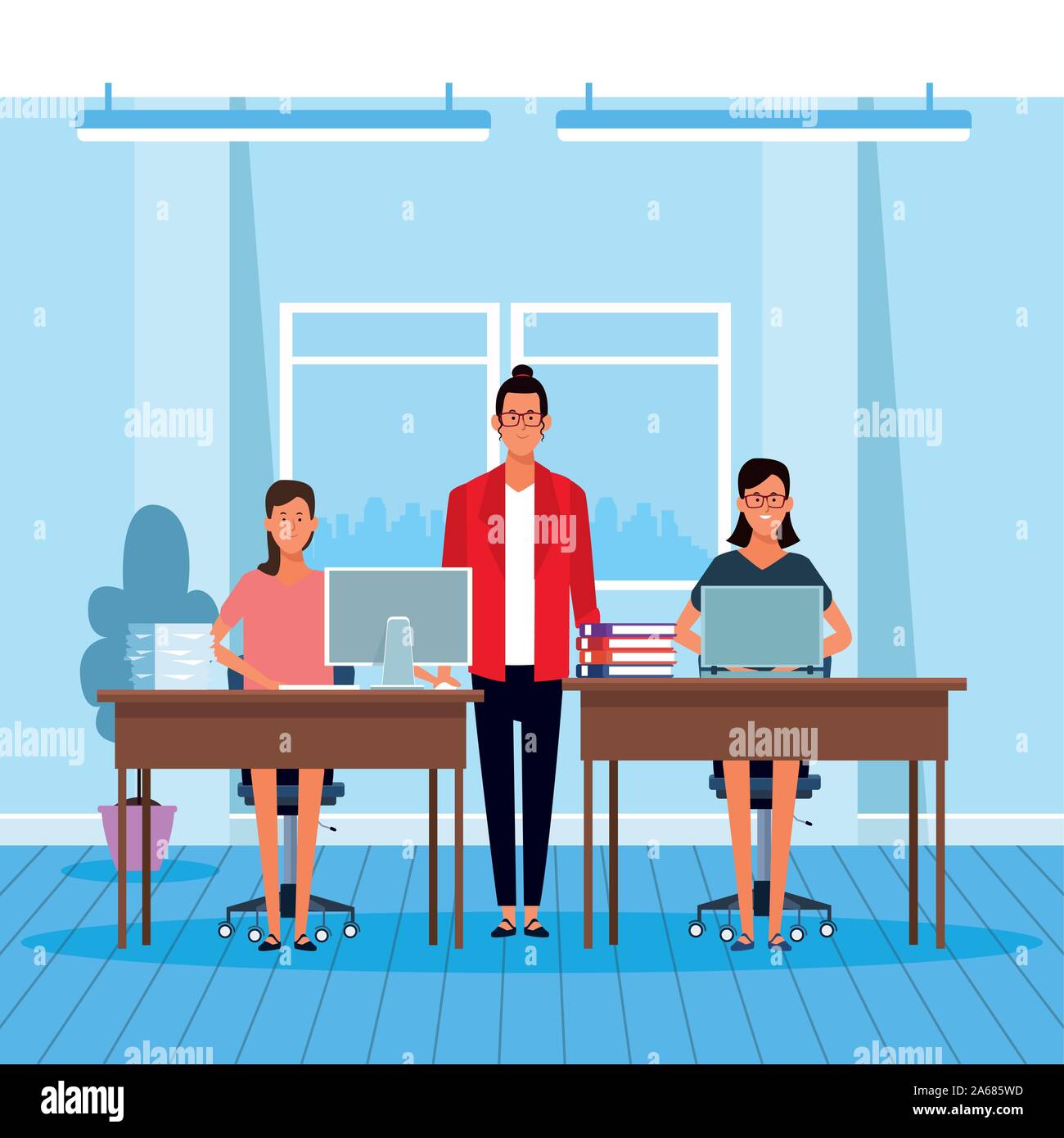 cartoon businesswomen working, colorful design Stock Vector Image & Art ...