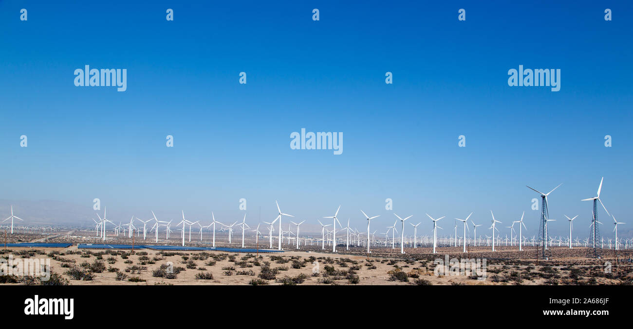 Wind Turbines in the Mojave Desert in Southern California Stock Photo ...