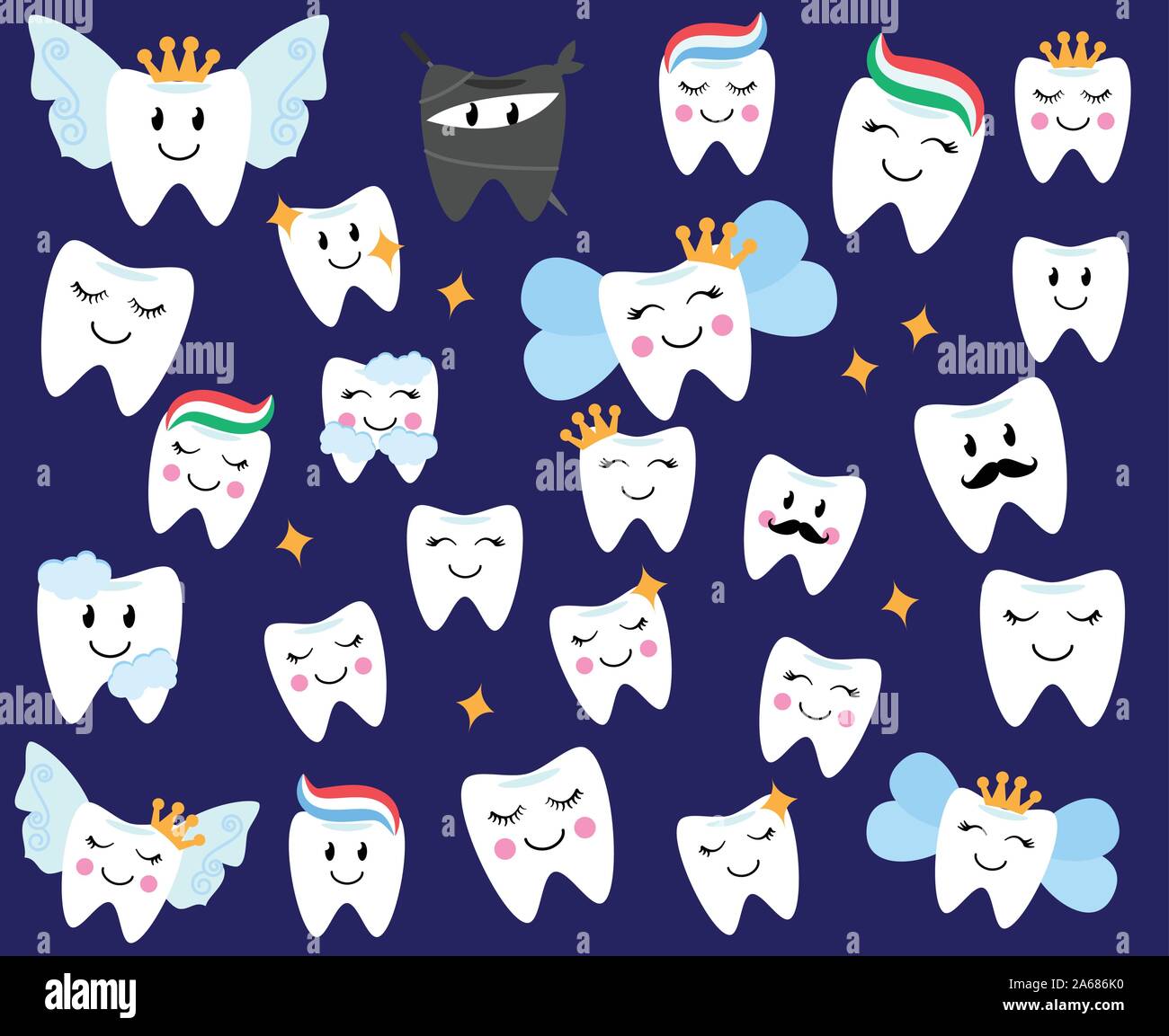 Vector Collection of Happy Teeth and Tooth Fairies Stock Vector Image ...