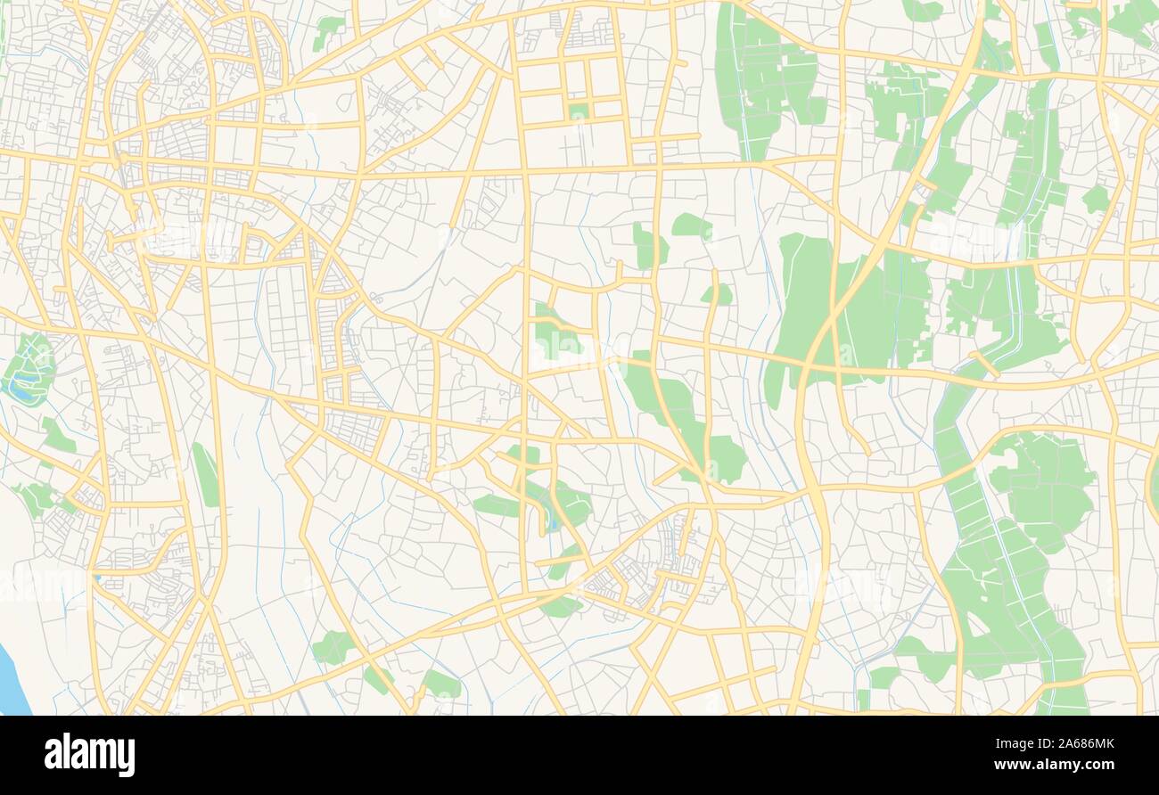 Printable street map of Koga, Prefecture Ibaraki, Japan. Map template ...