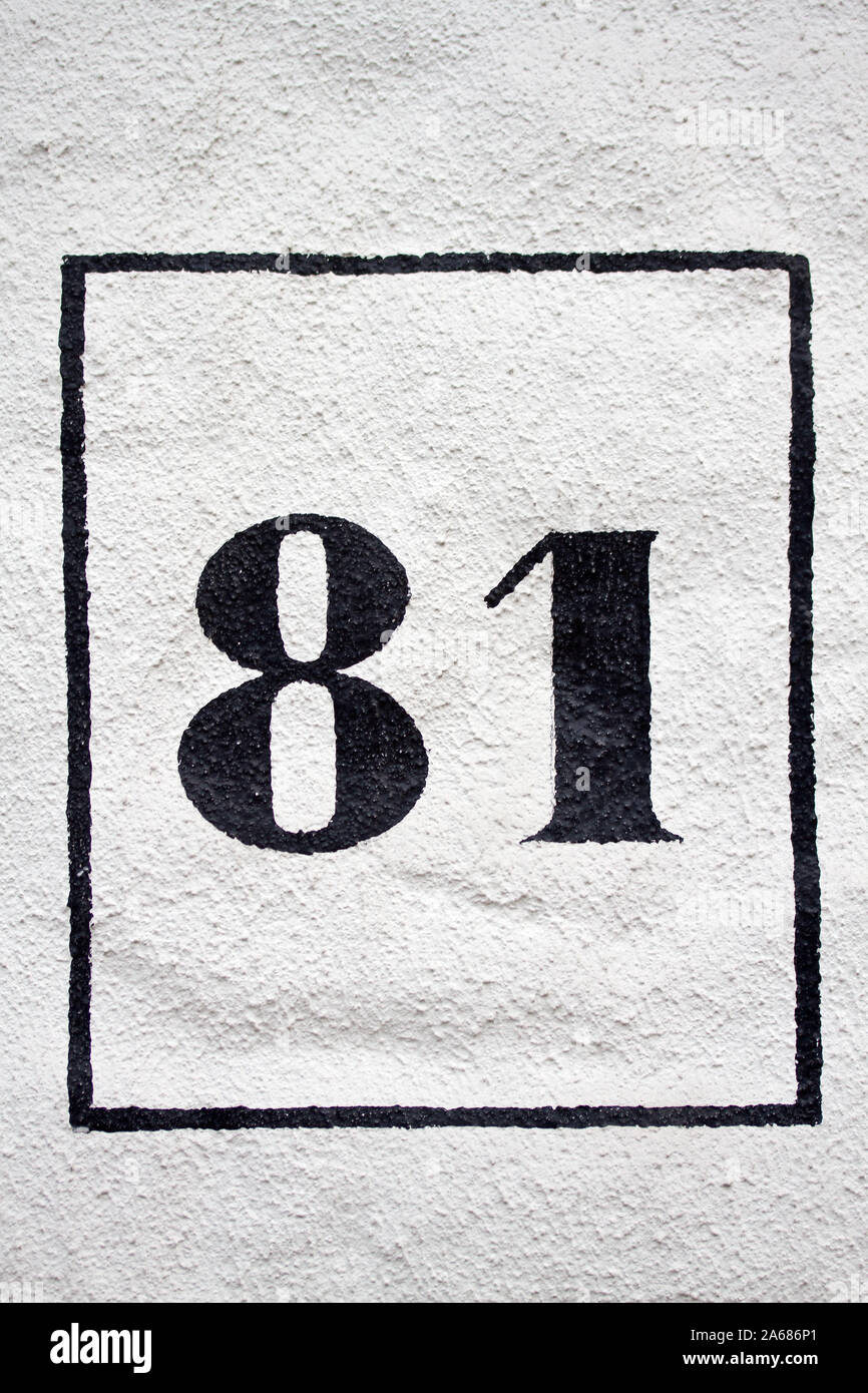 Eighty one - street number on a wall Stock Photo - Alamy