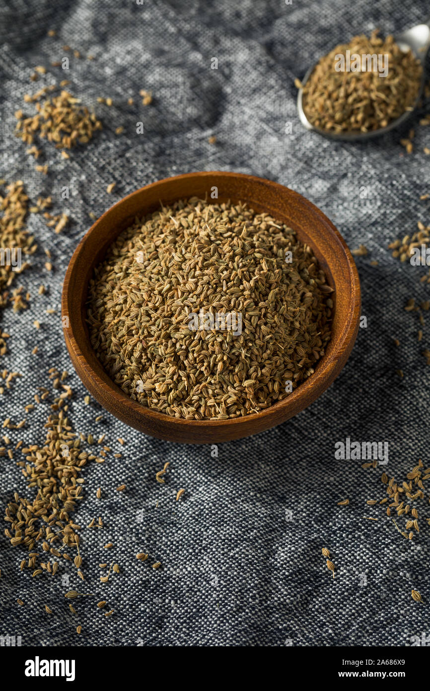 Raw Brown Organic Ajwain Seed in a Bowl Stock Photo - Alamy