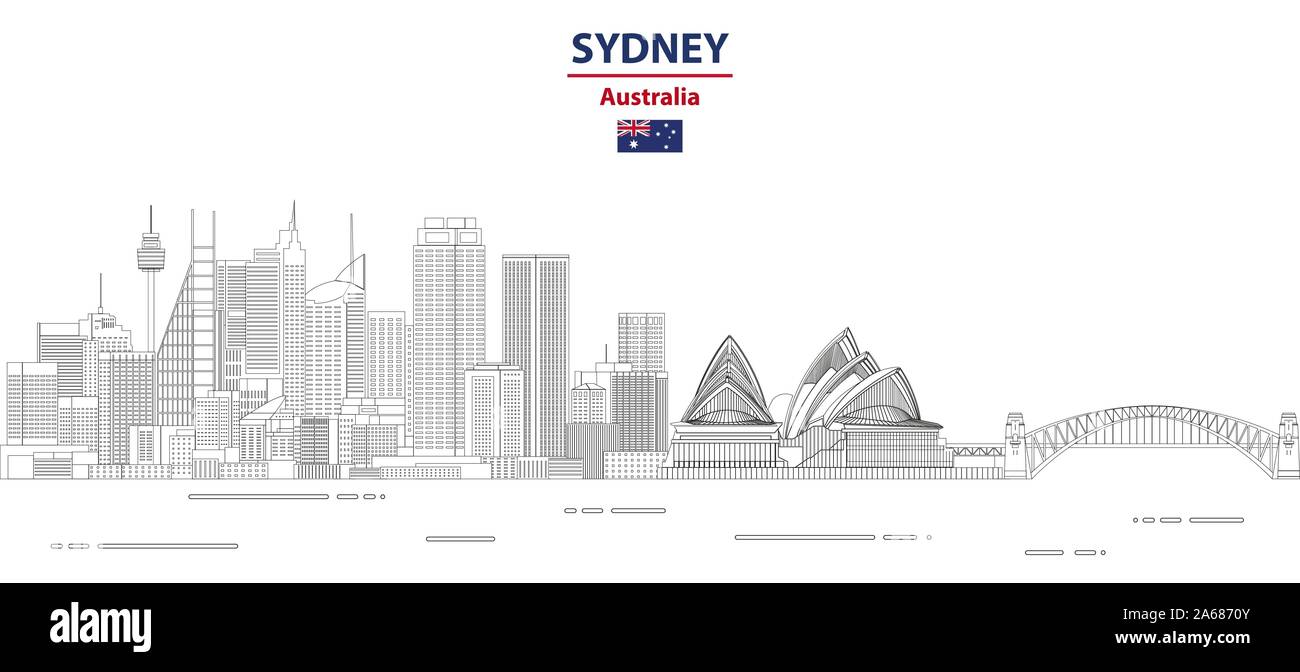 Sydney cityscape line art style vector illustration Stock Vector Image ...
