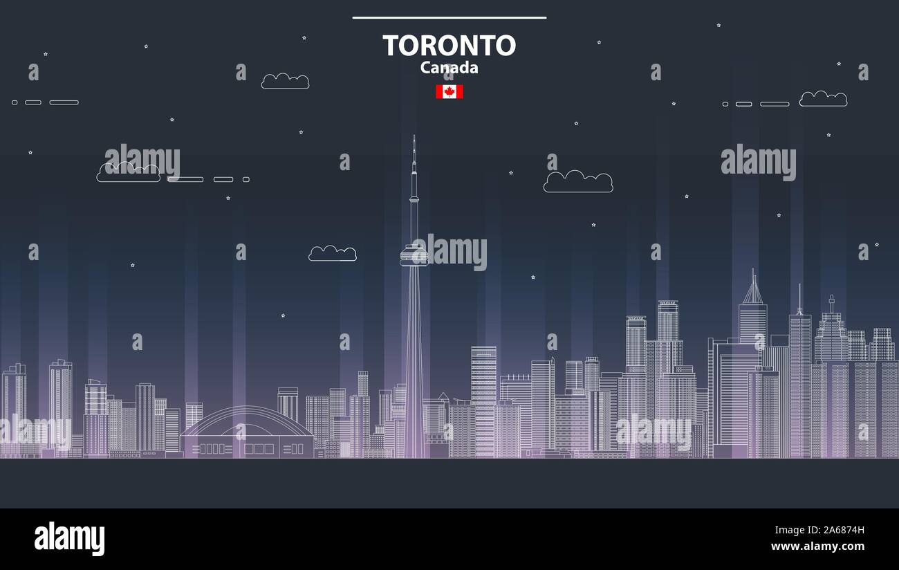 vector line art style illustration of Toronto cityscape at night Stock Vector Image & Art - Alamy