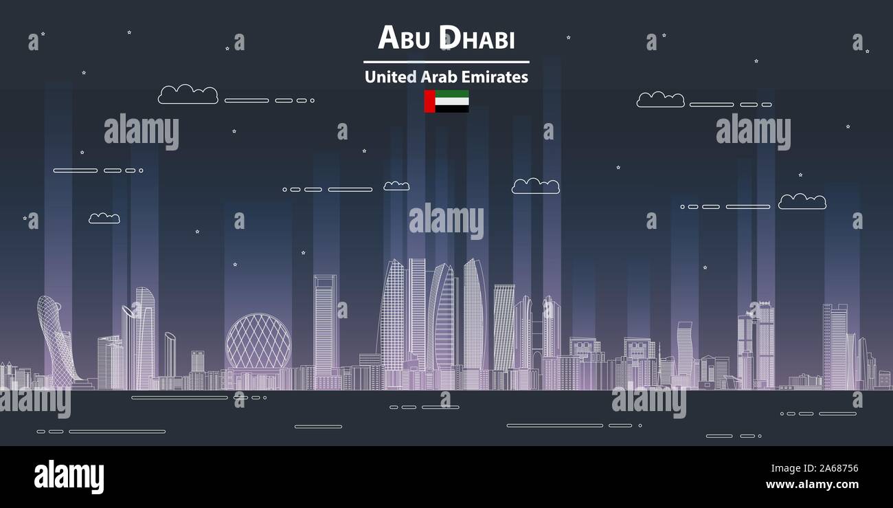 Abu Dhabi cityscape line art style detailed vector illustration Stock ...