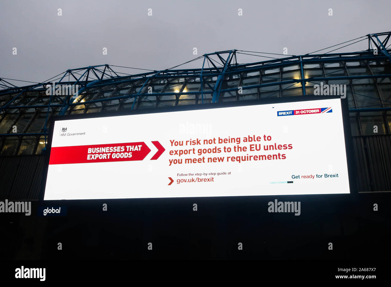 A Brexit digital advert seen on the side of the Waterloo station ...