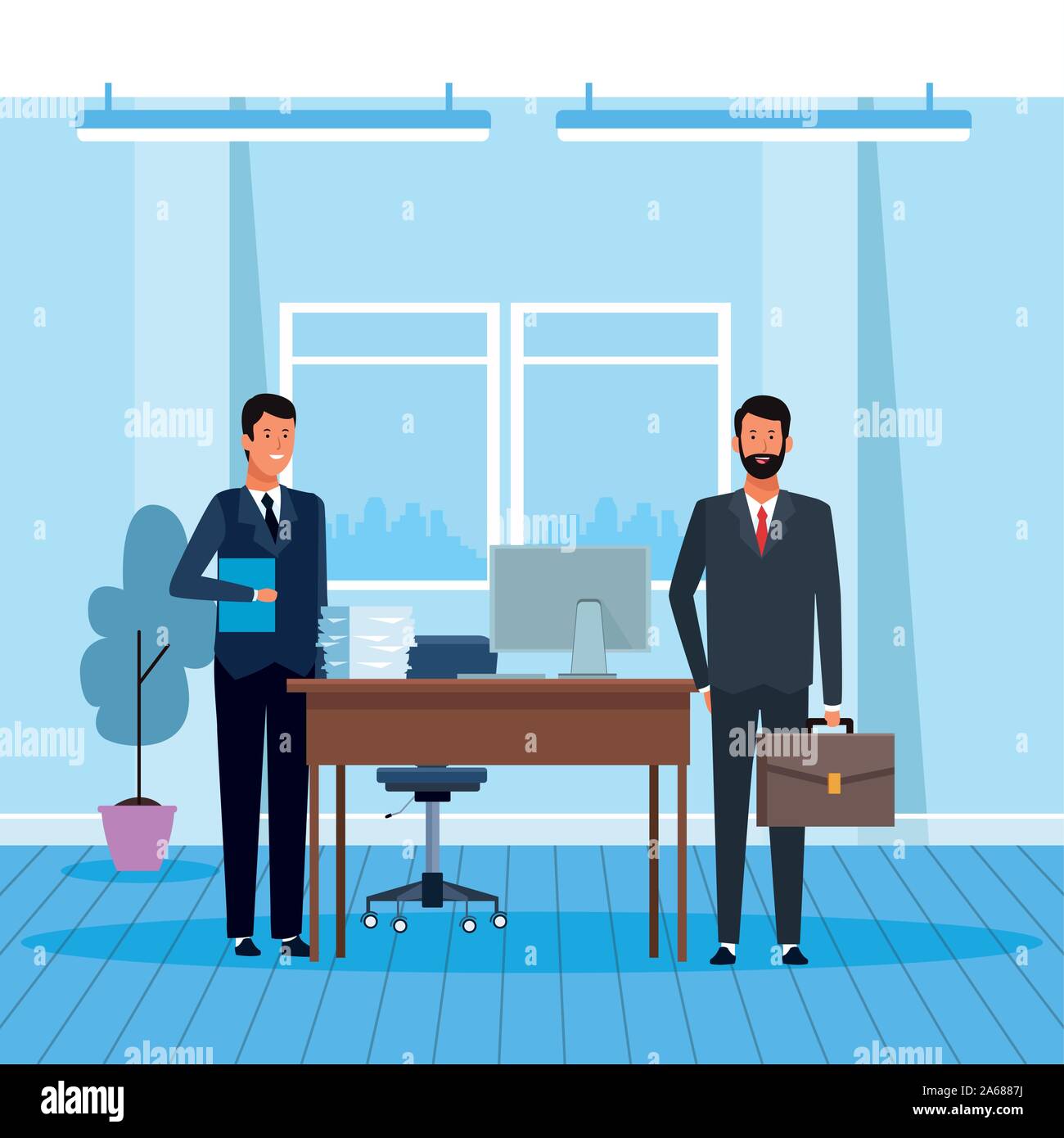 cartoon businessmen working, colorful design Stock Vector Image & Art ...