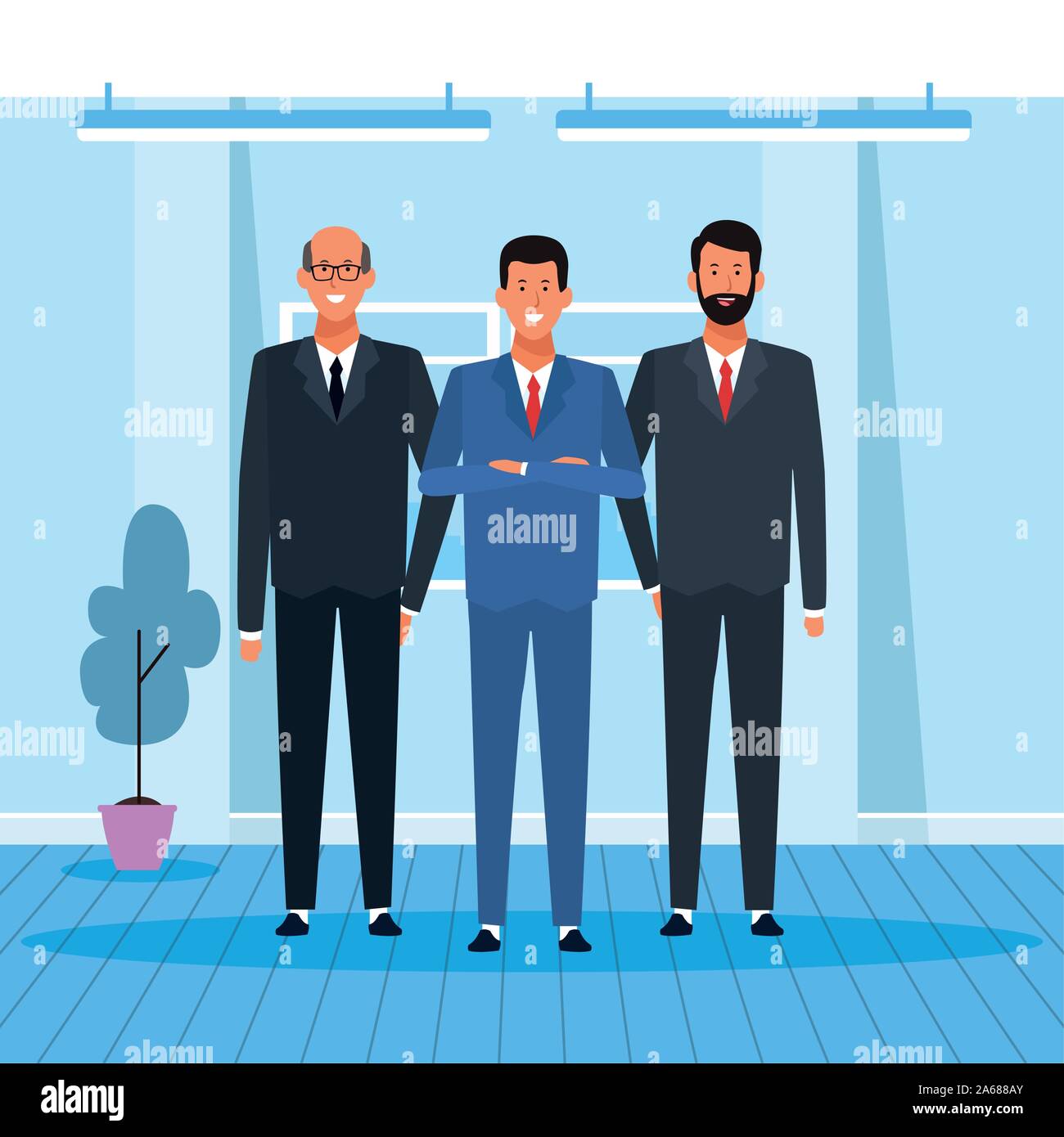 cartoon happy businessmen partners, colorful design Stock Vector Image ...