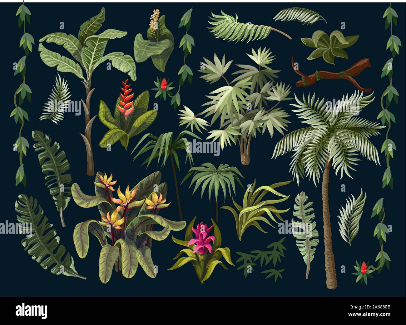 Palm trees flowers Stock Vector Images - Alamy