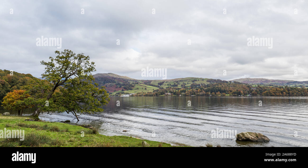 A multi image panorama looking east over Lake Windermere seen in the ...