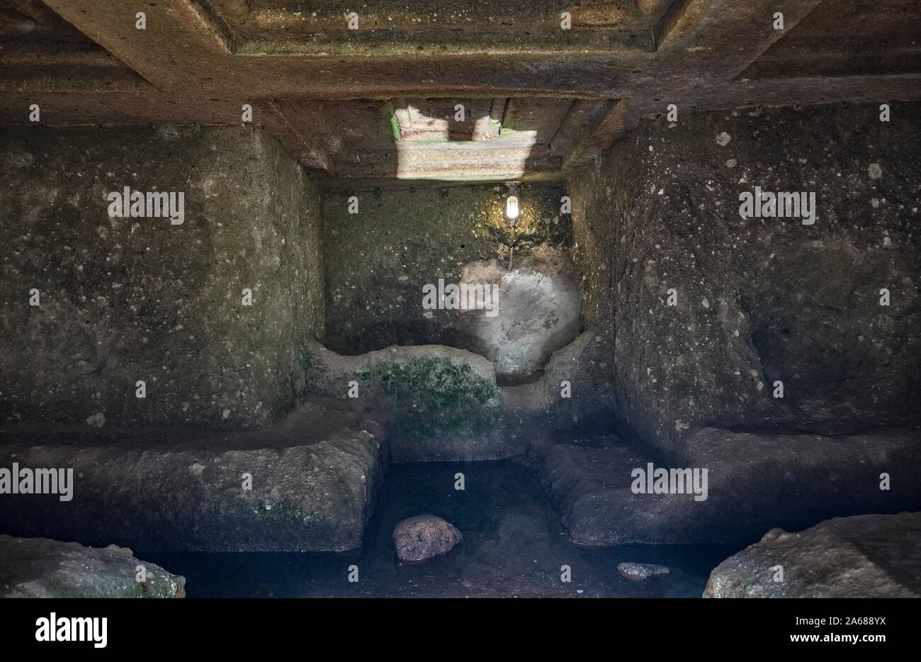 In the Etruscan necropolis near Sovana, southern Tuscany, Italy. Cave ...