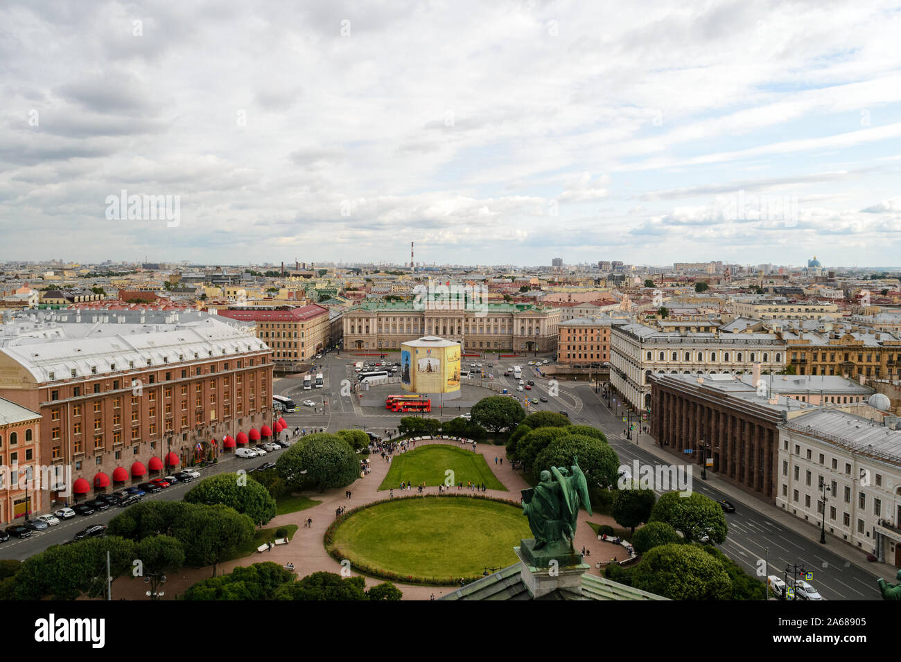 Saint Petersburg, Russia, august 2019. Aerial view of St.Isaac square ...