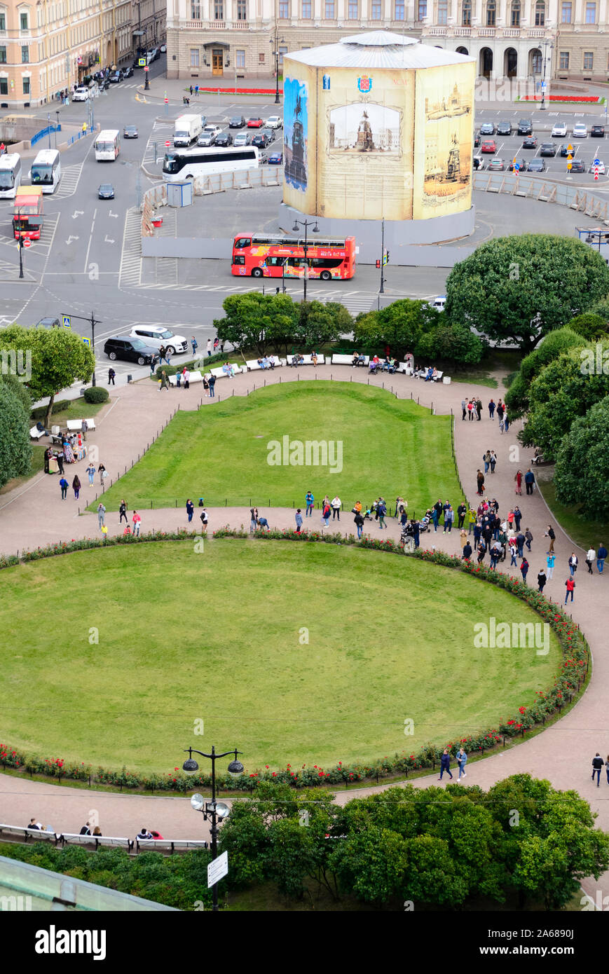 Saint Petersburg, Russia, august 2019. Aerial view of St.Isaac square ...