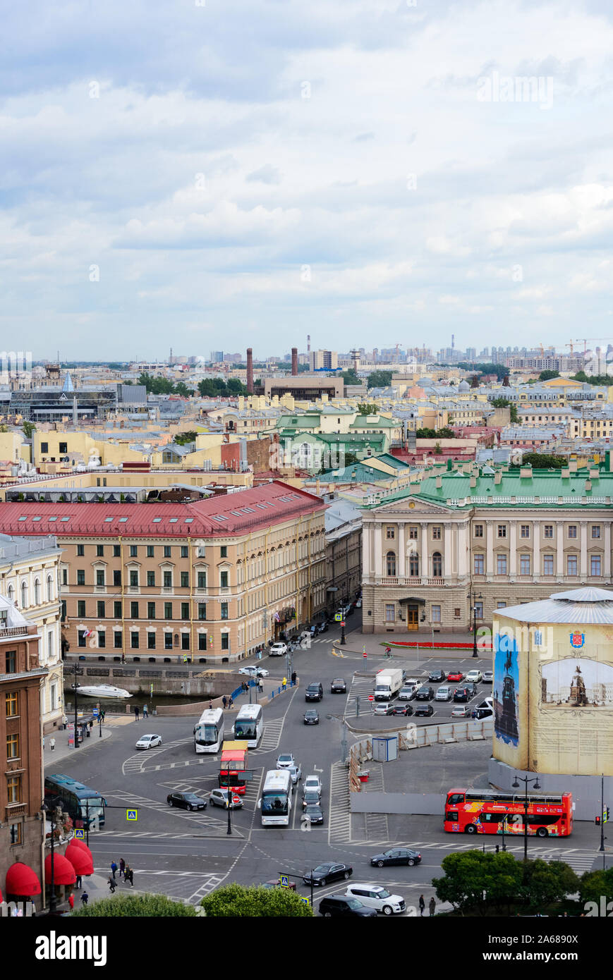 Saint Petersburg, Russia, august 2019. Aerial view of St.Isaac square ...