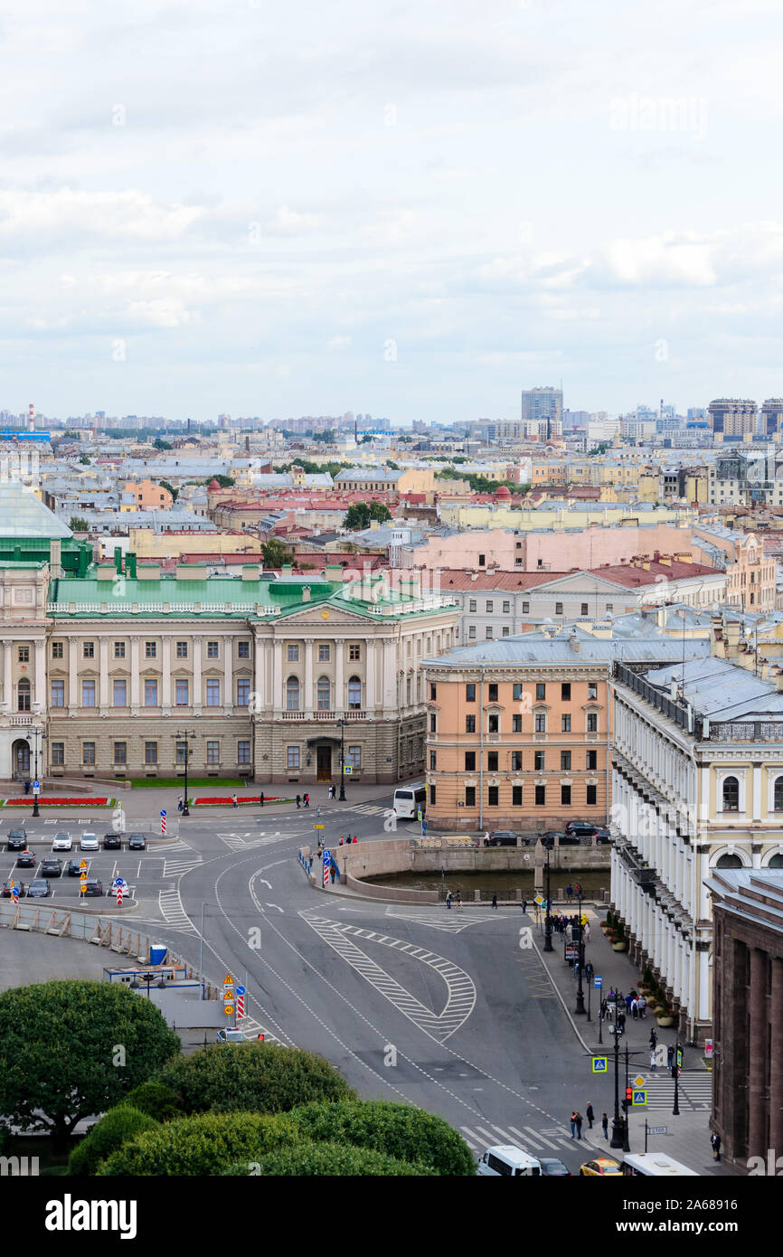 Saint Petersburg, Russia, august 2019. Aerial view of St.Isaac square ...