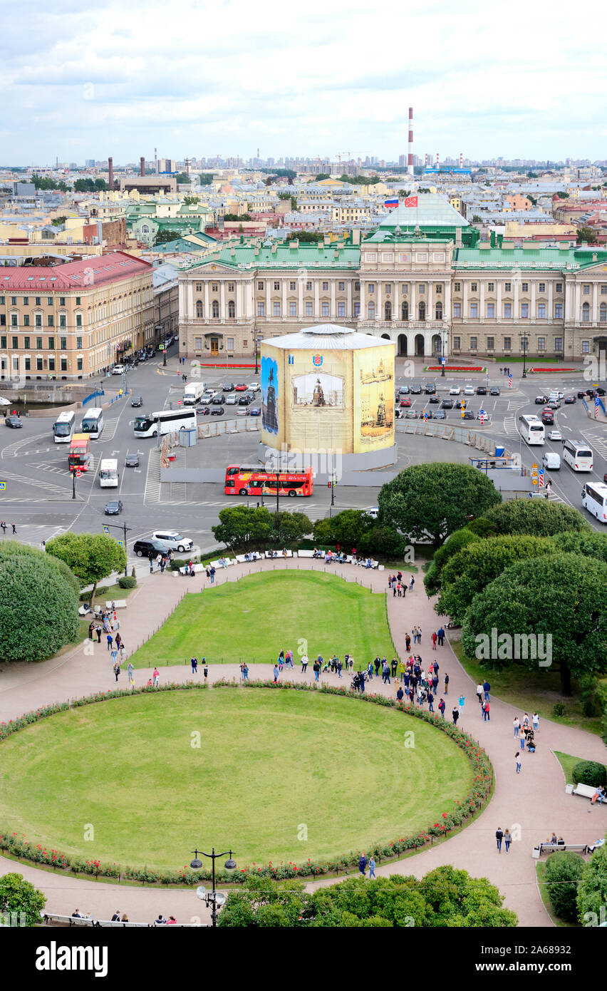 Saint Petersburg, Russia, august 2019. Aerial view of St.Isaac square ...