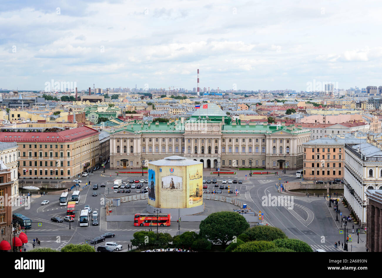 Saint Petersburg, Russia, august 2019. Aerial view of St.Isaac square ...