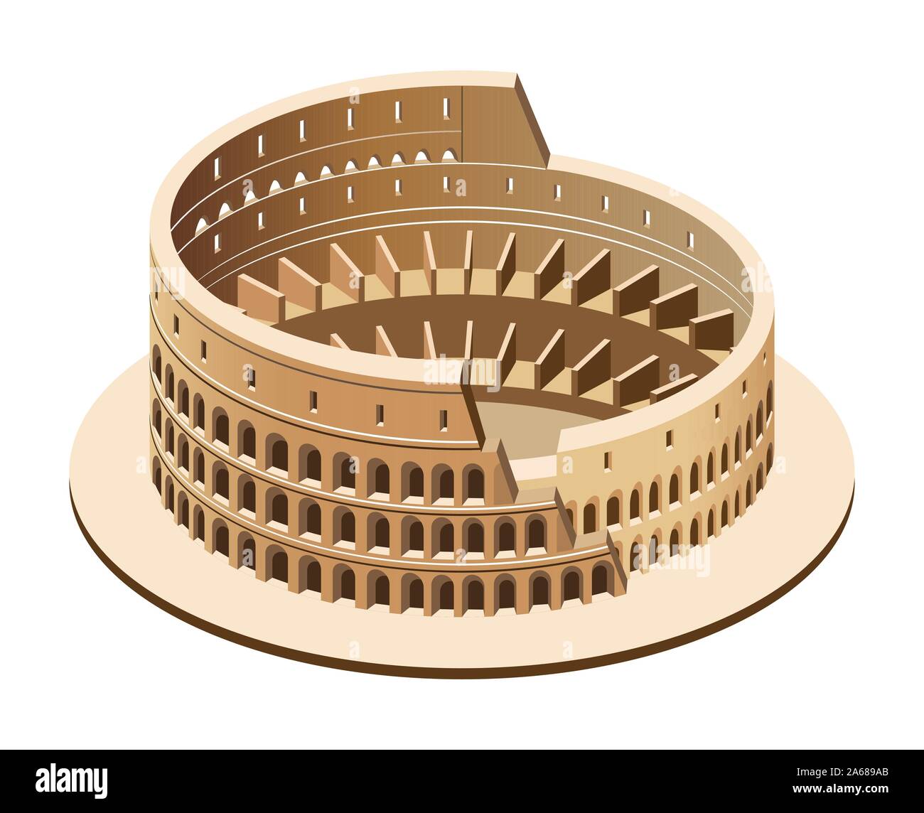 Vector 3d isometric illustration of Colosseum (Coliseum) in Rome, Italy ...