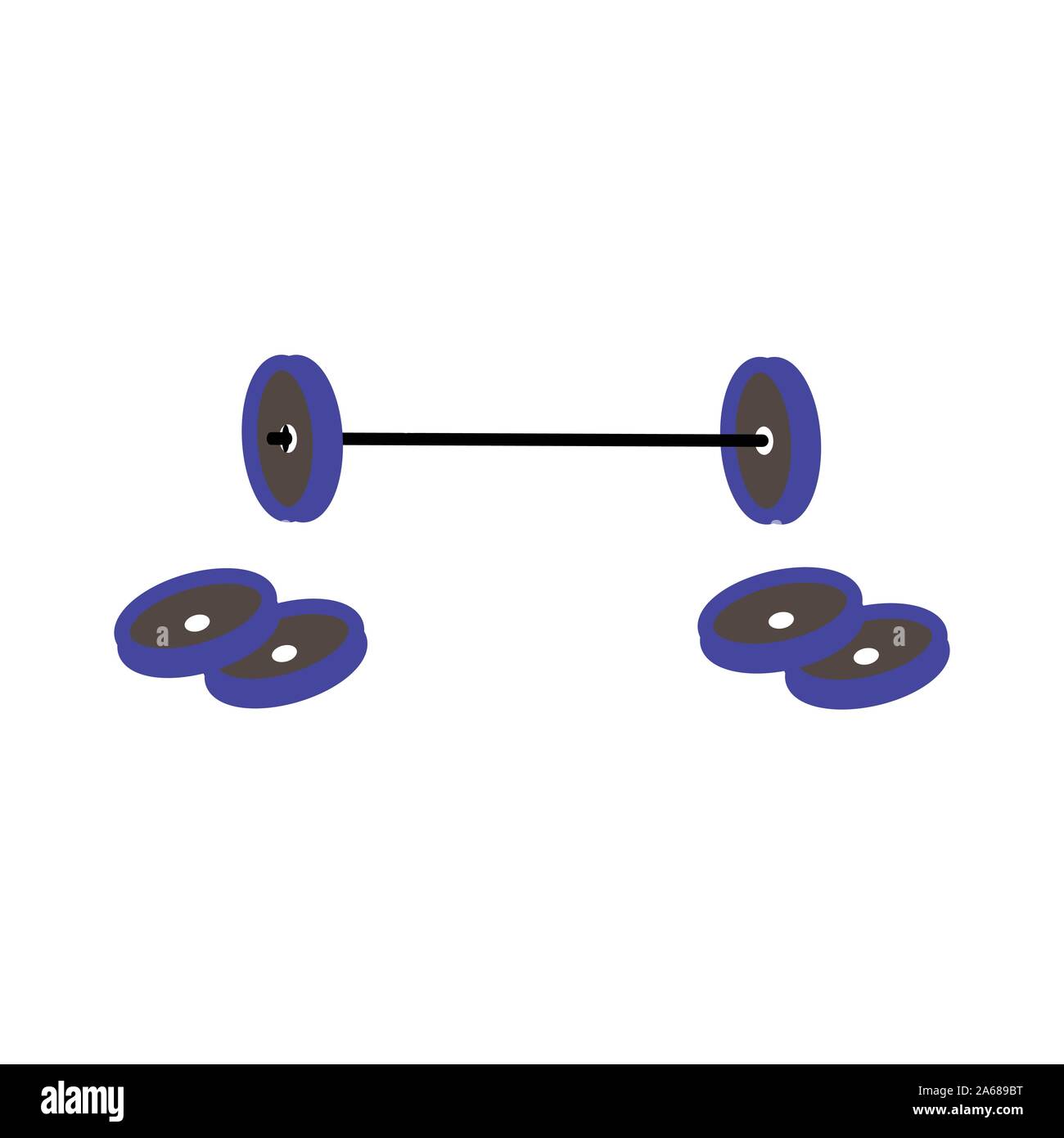 A dark purple barbell with an additional four weights Stock Vector ...