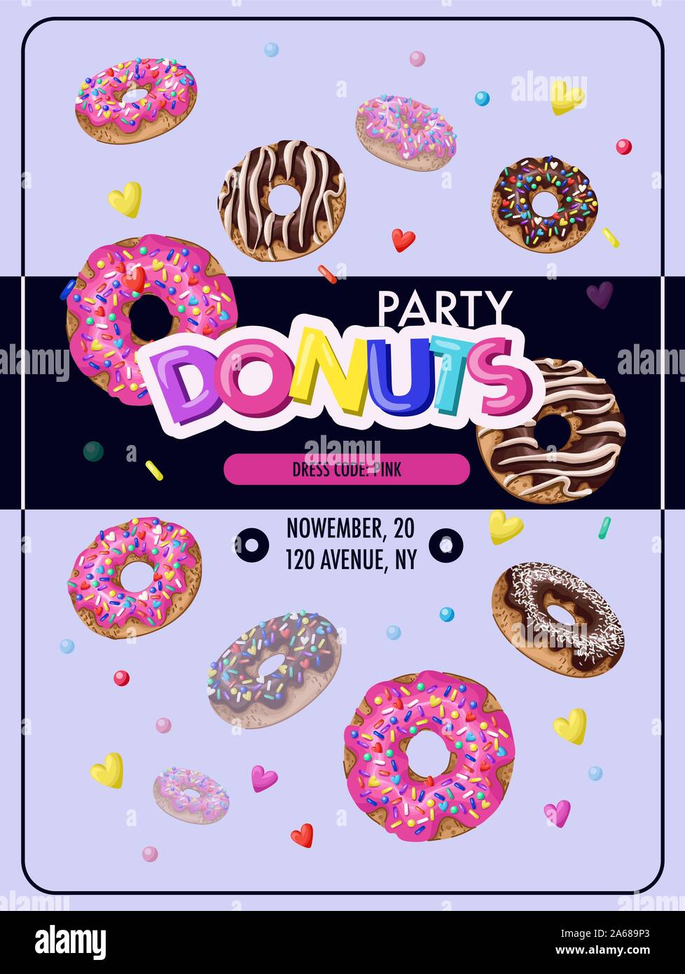 Invitation for donuts party, flyer. Vector Stock Vector Image & Art - Alamy