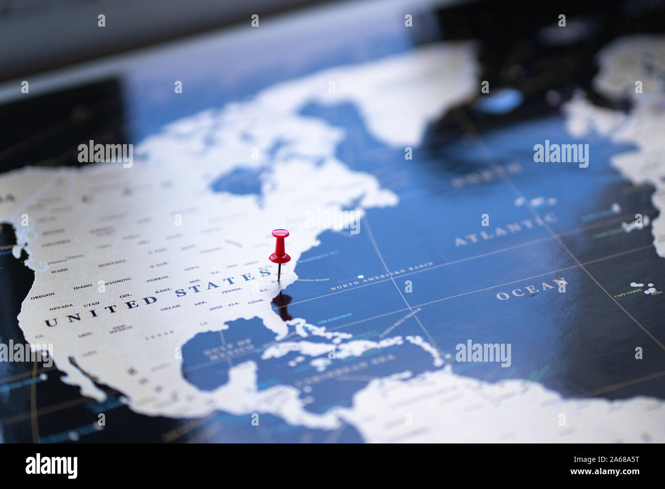 Point place on the world map. Mark on the map Stock Photo - Alamy
