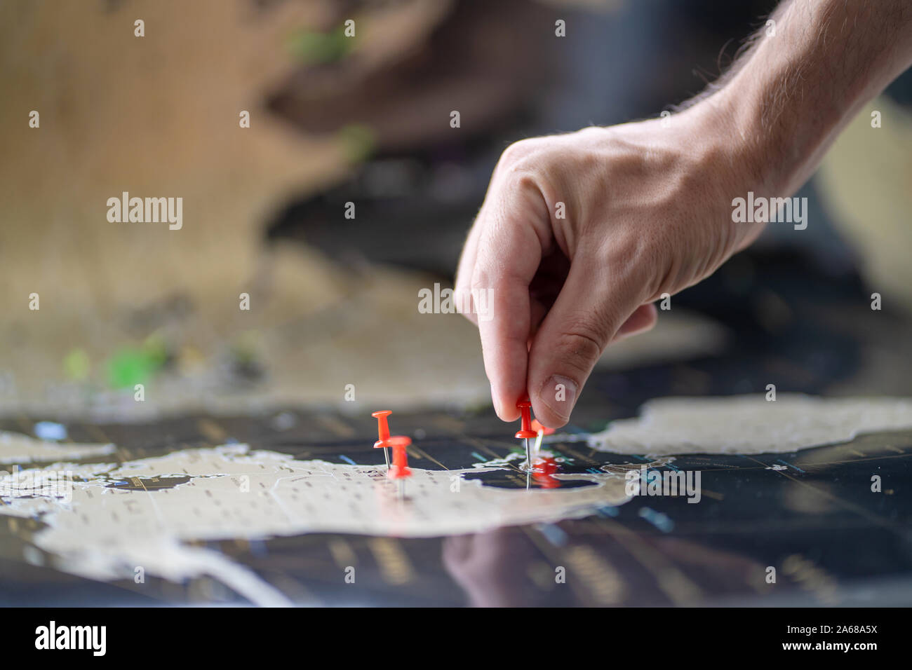 Point place on the world map. Mark on the map Stock Photo - Alamy