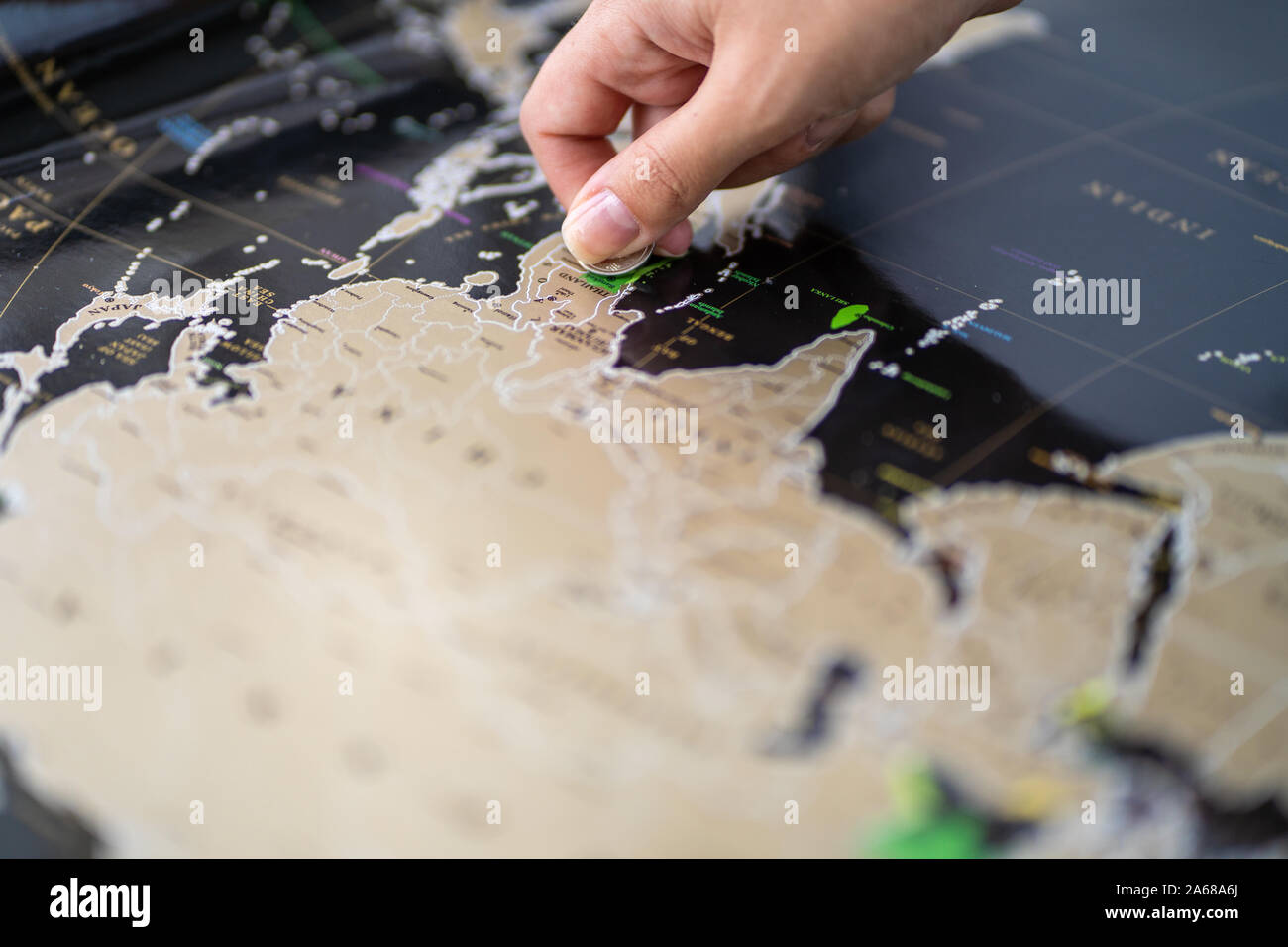 Point place on the world map. Mark on the map Stock Photo - Alamy