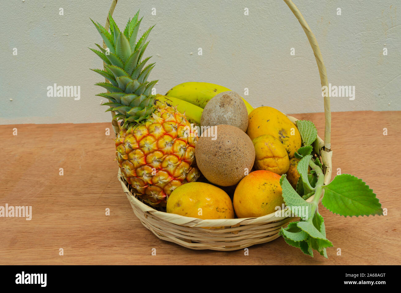 Fruits In Basket Stock Photo - Alamy