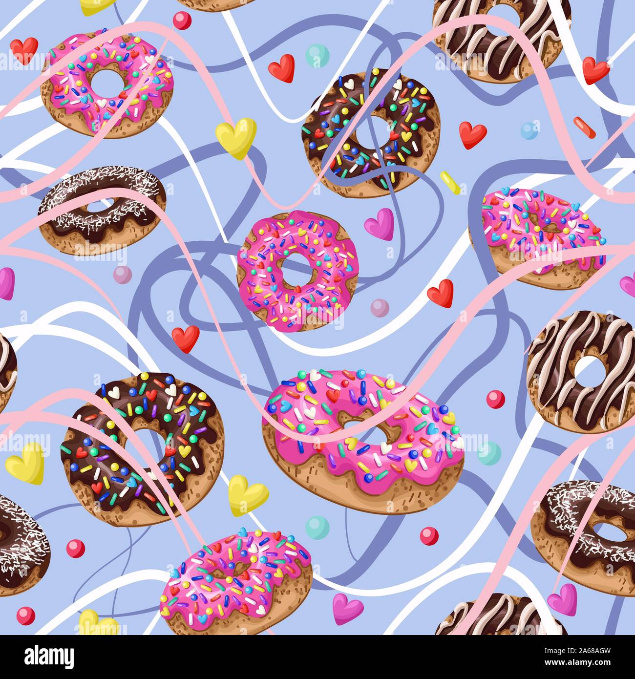 Seamless pattern with yummy donuts. Vector Stock Vector Image & Art - Alamy