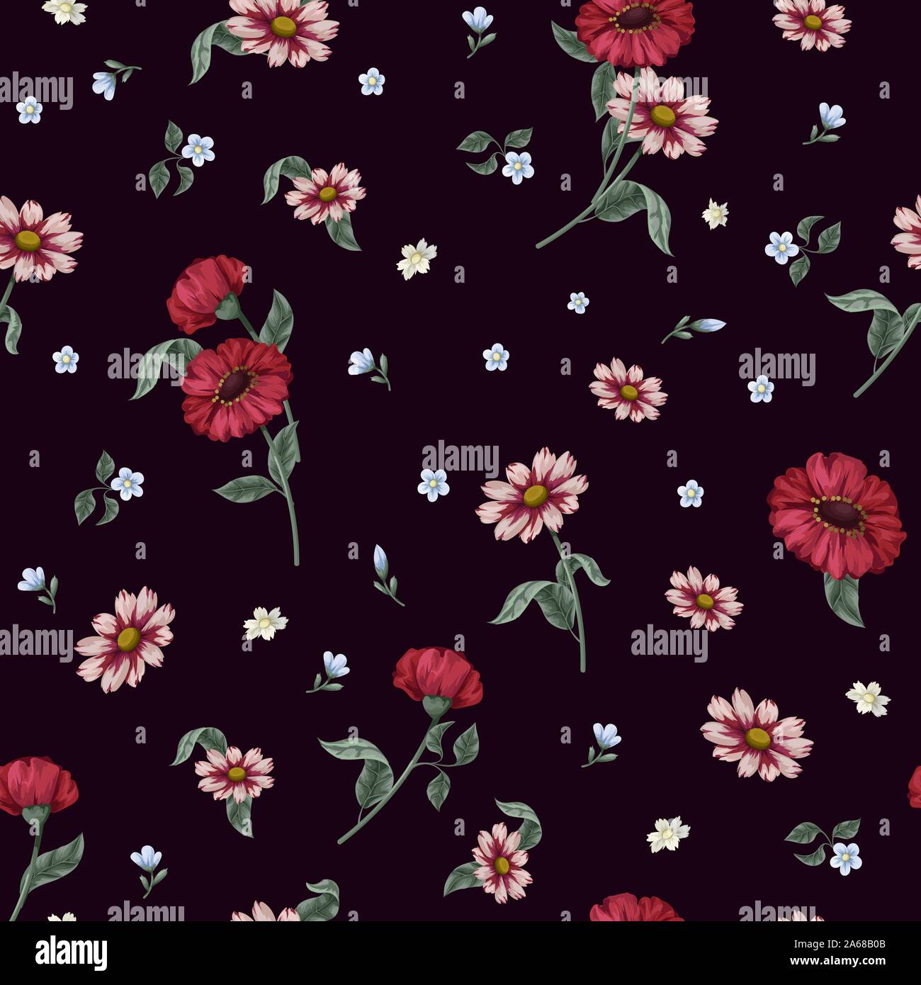 Seamless Floral Pattern With Ditsy Flowers Vector Stock Vector Image