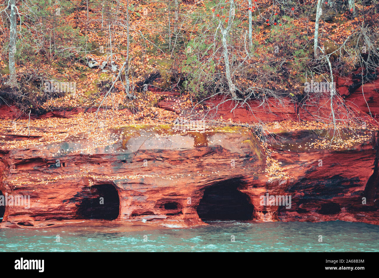 Apostle Islands mainland sea caves along the Bayfield Peninsula along ...